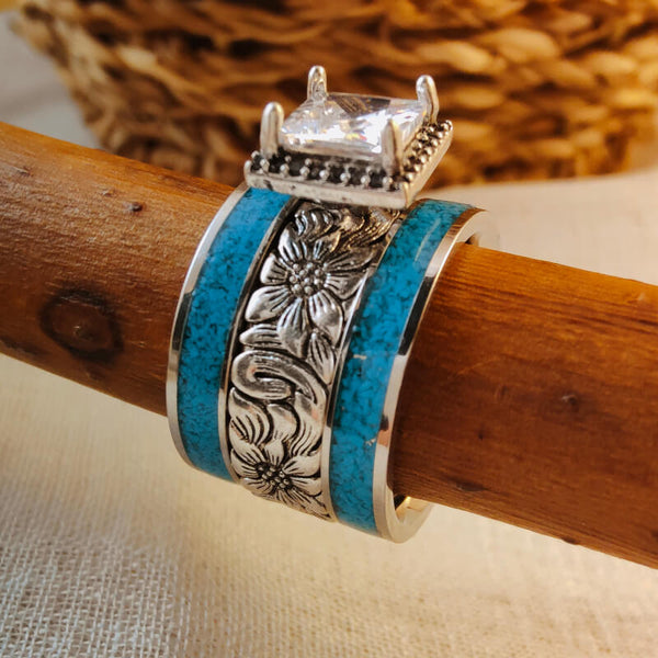 Western Diamond Ring| Under $100 – Retro Turquoise