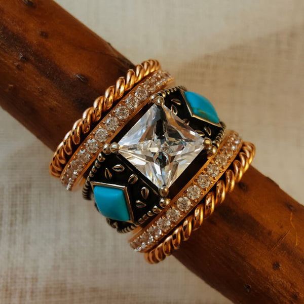 Western Diamond Ring| Under $100 – Retro Turquoise